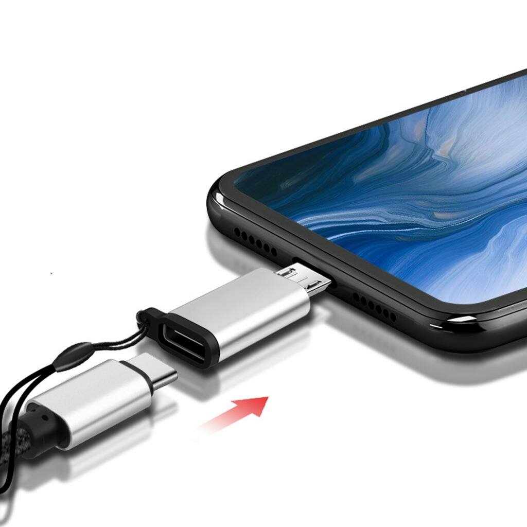 Адаптер USB-C — micro-USB, Серебро — фото 1