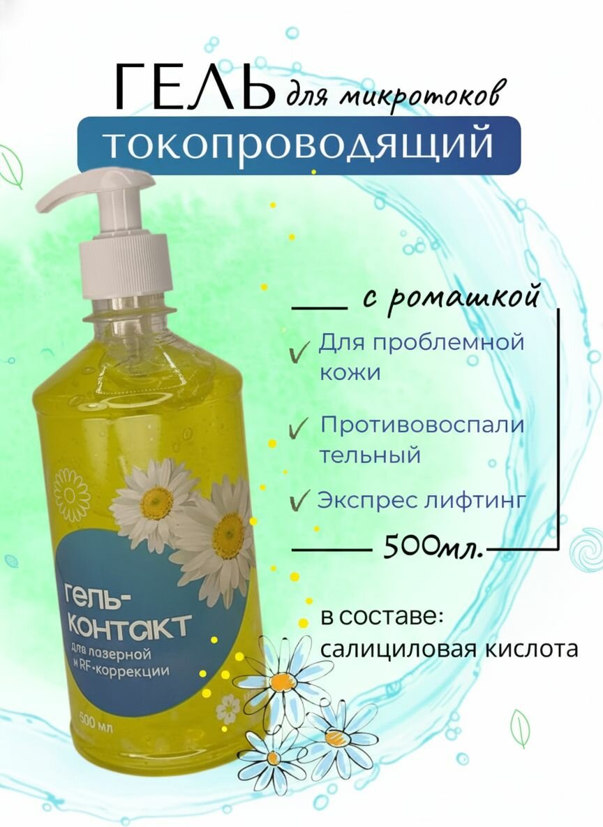 Контактный токопроводящий гель для микротоков, миостимуляции, RF/РФ-лифтинга, EMS, аппаратных процедур, ультразвукового массажа, лазерной эпиляции