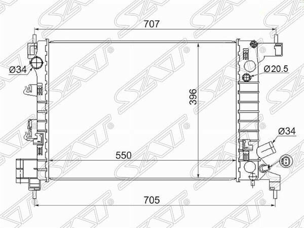 Радиатор SAT SG-CV0011-3 Chevrolet Aveo 11-15 / Ravon R4 16-20