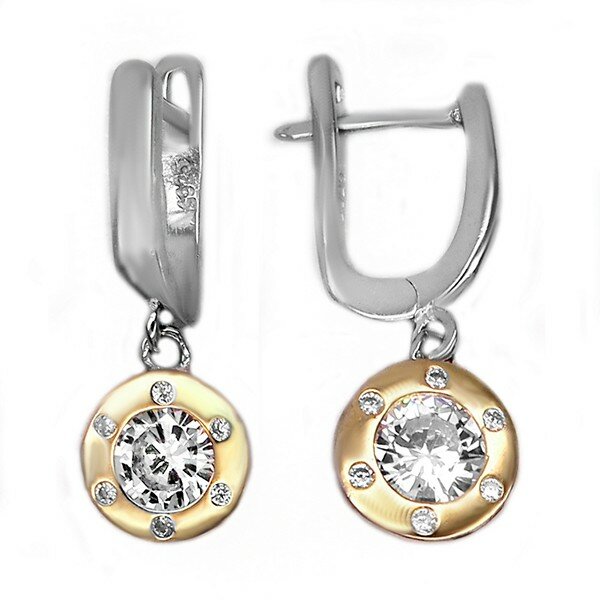 Серьги, серебро, 925 проба, фианит