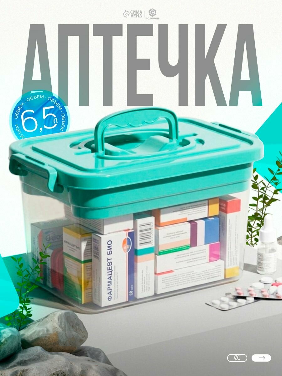 Аптечка домашняя контейнер 6,5л / Аптечка домашняя органайзер / Органайзер для лекарств контейнер для лекарств органайзер для лекарств аптечка