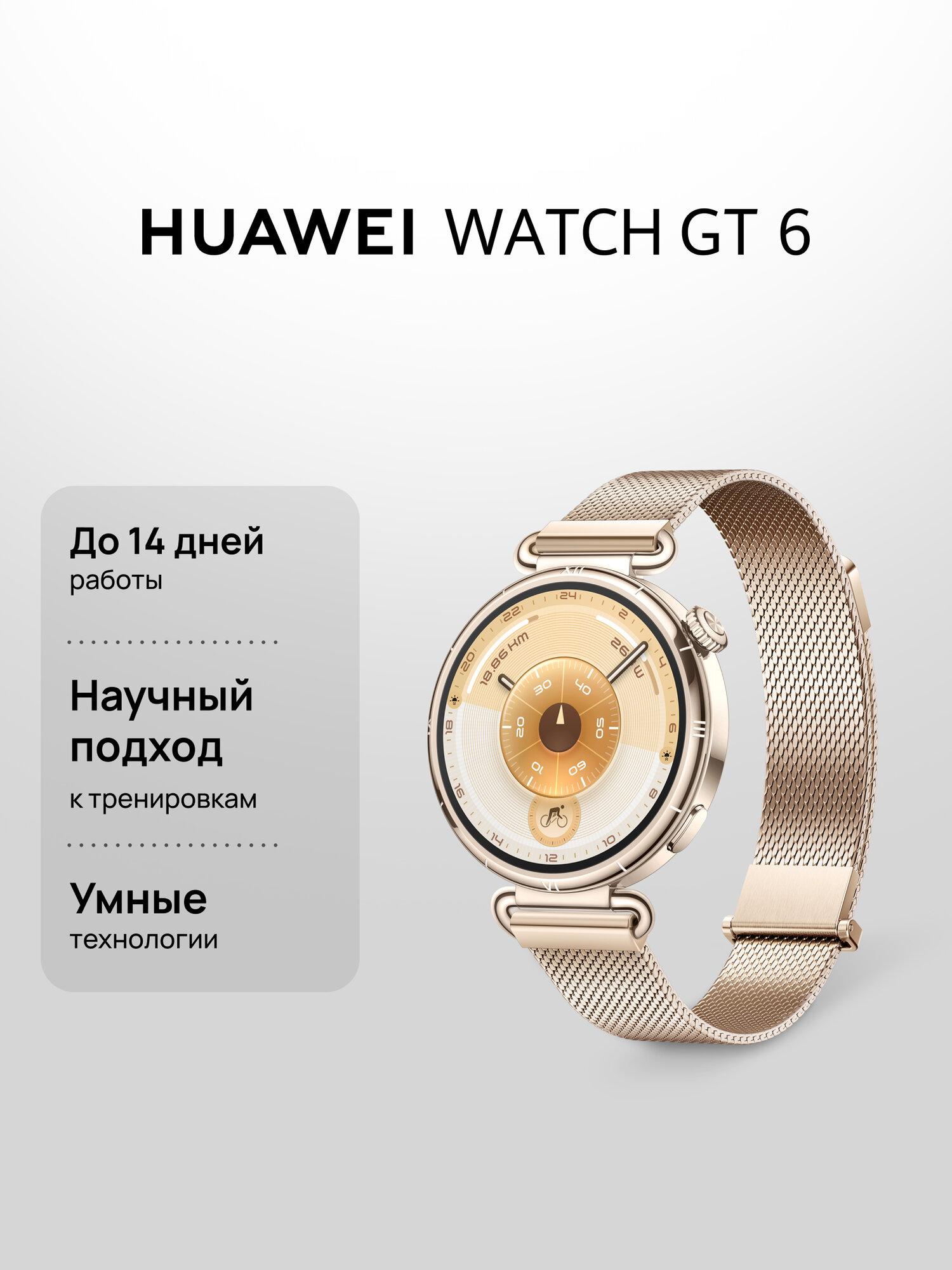 Смарт часы HUAWEI WATCH GT 6 41 мм Золотой, AMOLED экран 1,32'
