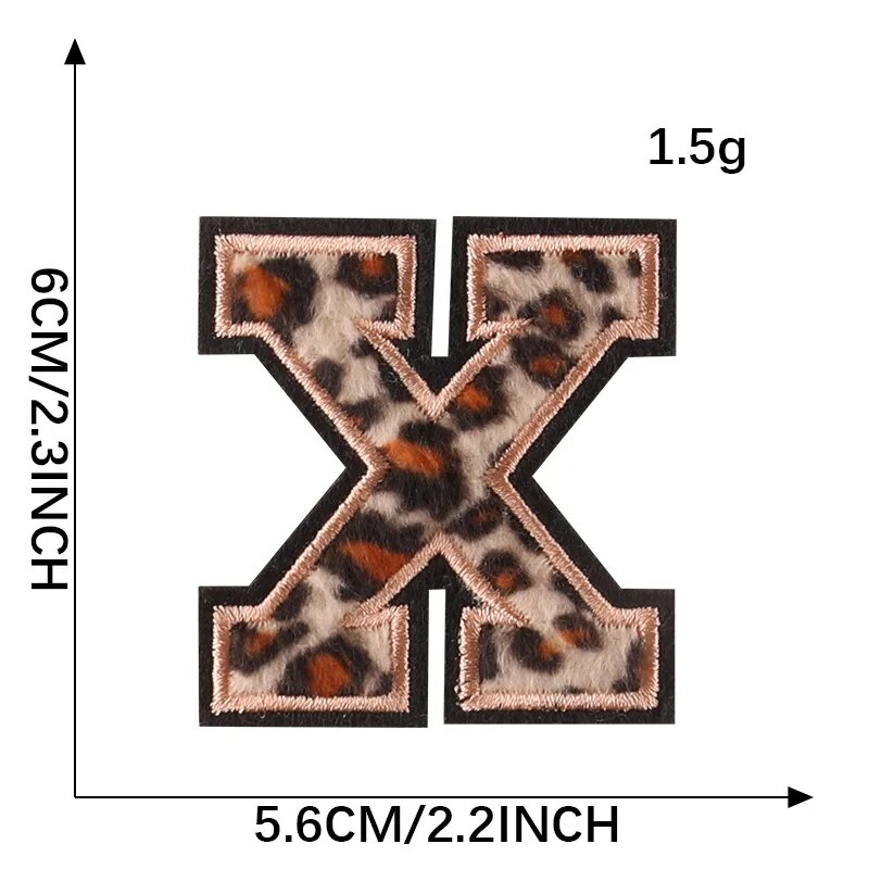 Нашивка леопардовая буква X, 6x5.6 см, 1.5g