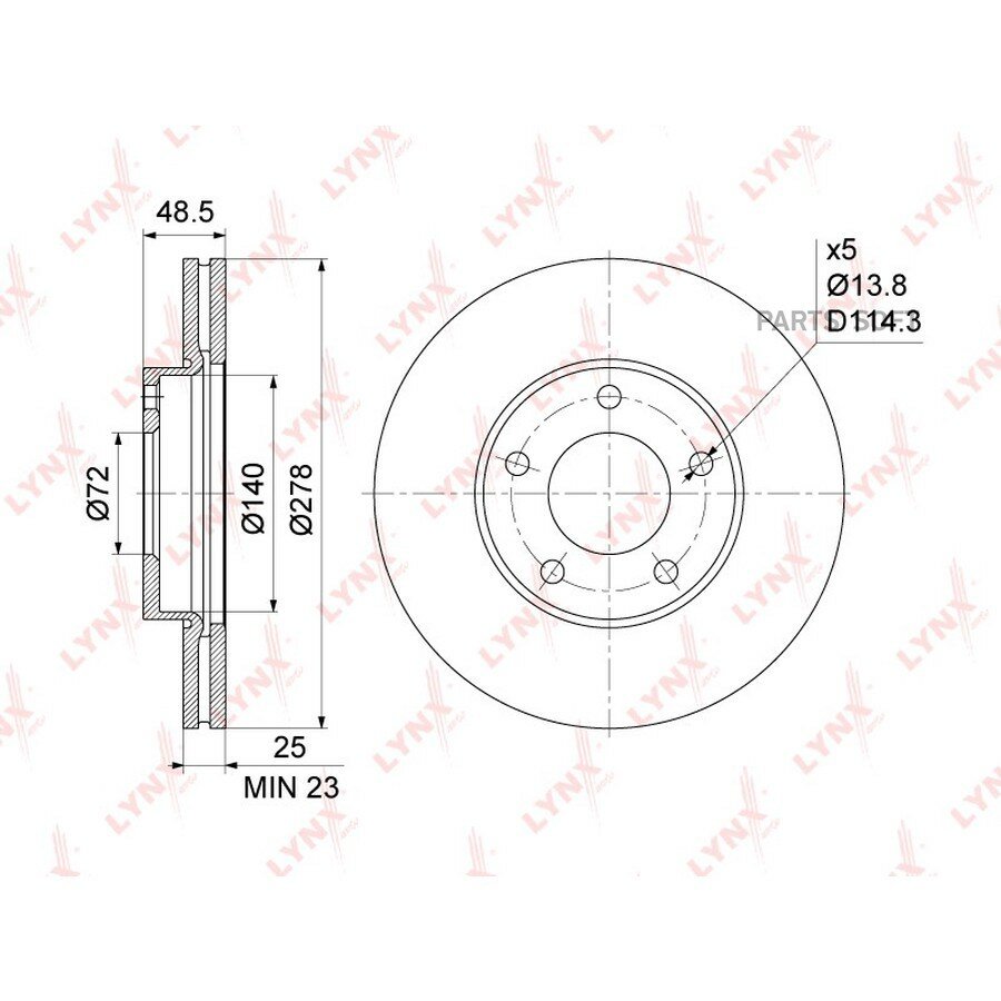 LYNXAUTO BN1071 BN-1071 Диск тормозной LYNXauto