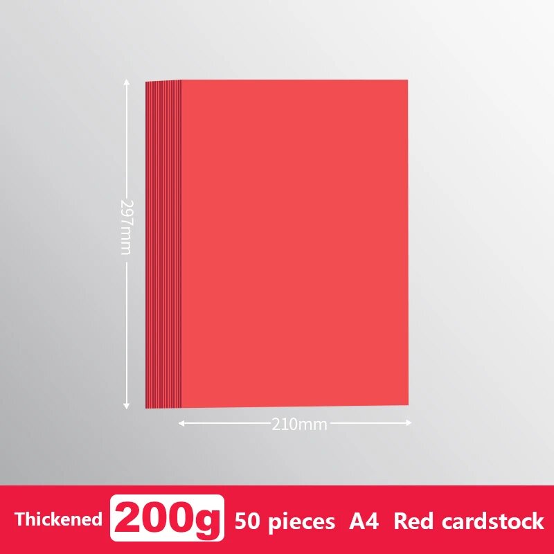 Цветной картон А4, 50 листов, 200 г/м², для рукоделия Красный, A4 50sheets M