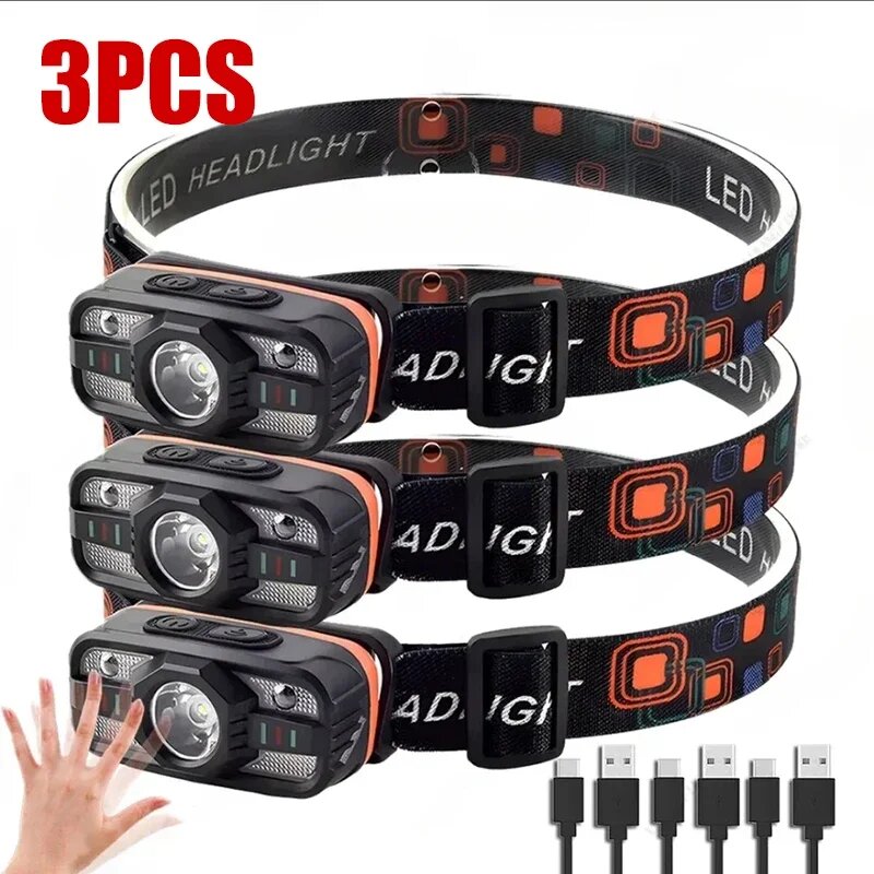 Фонарь на голову LED 3шт, WH0188-3PCS