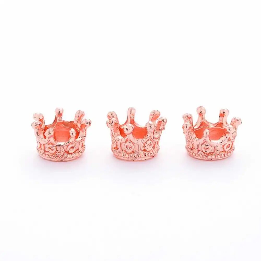 Винтажные мини-бусины-короны из сплава для украшений 10pcs, Rose Gold color