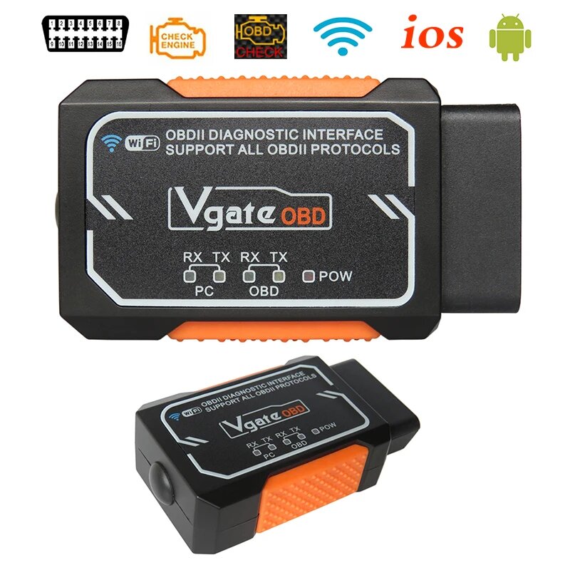 Диагностический сканер Vgate OBD2 для автомобилей Elm327 Bluetooth/WIFI OBD 2, диагностический инструмент Elm 327 Wi-Fi OBDII для IOS/Android PIC18F2480 — фото 1