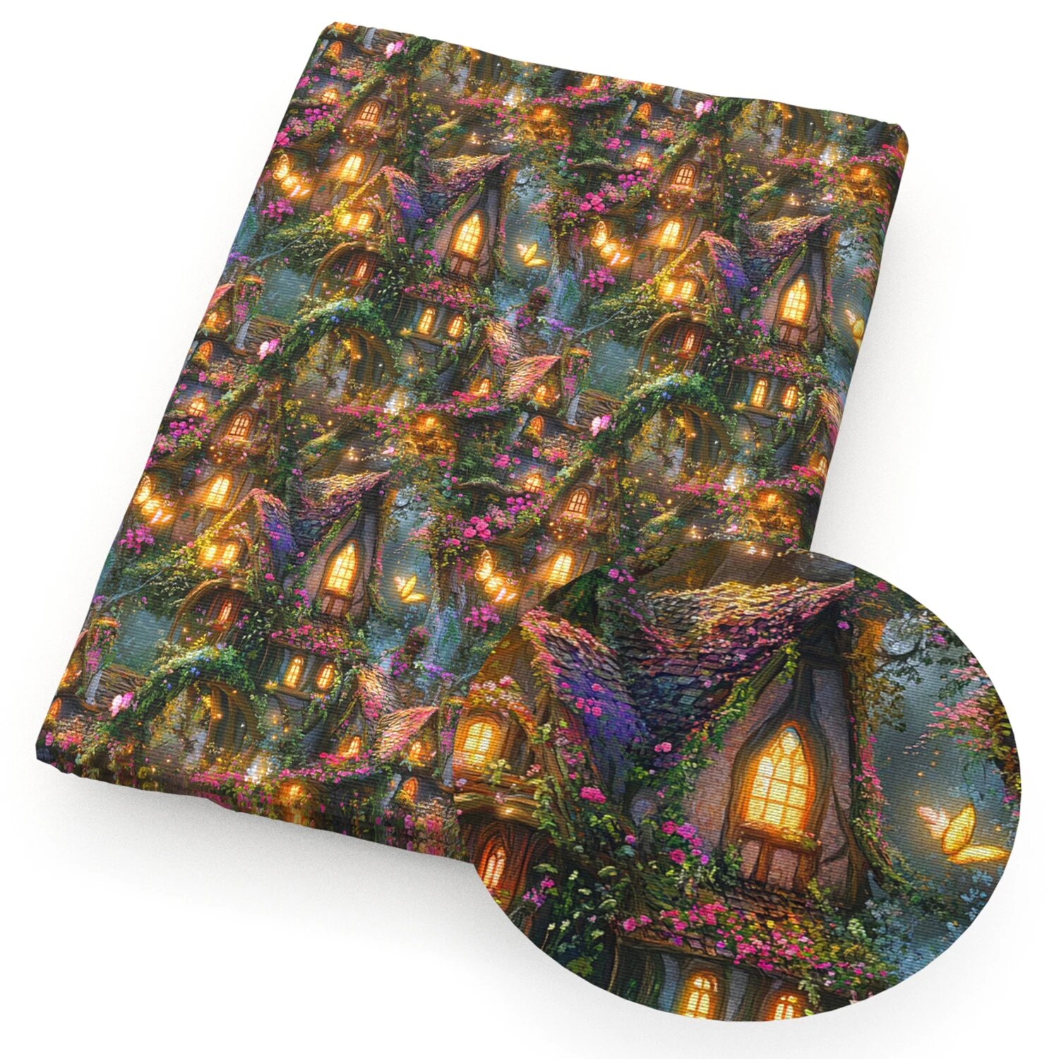 Лоскутная ткань Potdemiel с принтом домиков, 50*145 см, Polyester Cotton, Цвет: 1279690