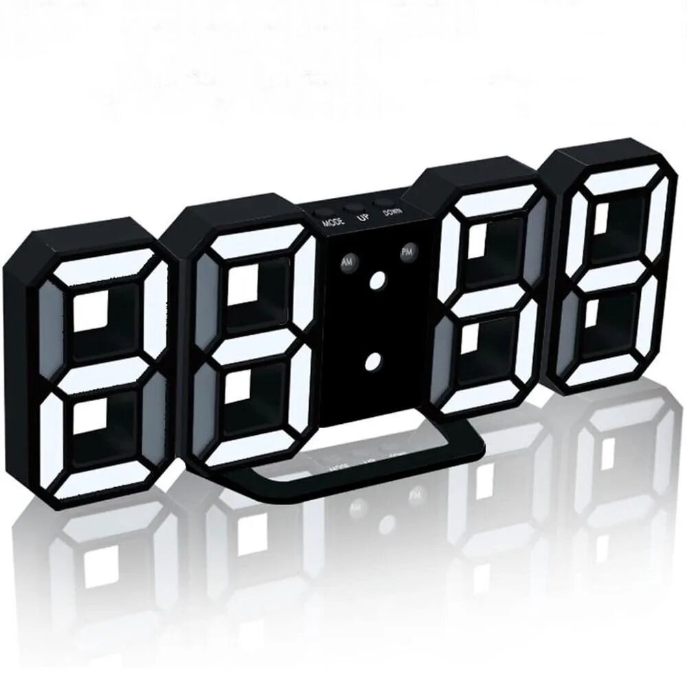 Цифровые LED часы-будильник, Black shell white