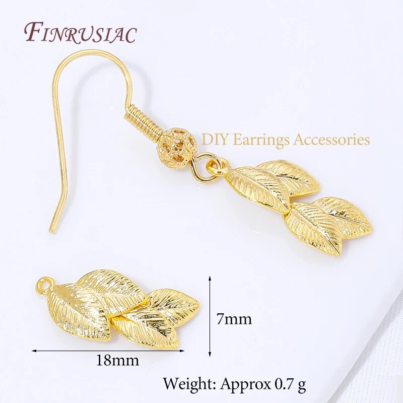 Позолоченные латунные подвески-листья FINRUSIAC 2/4/8 шт. 2 PCS
