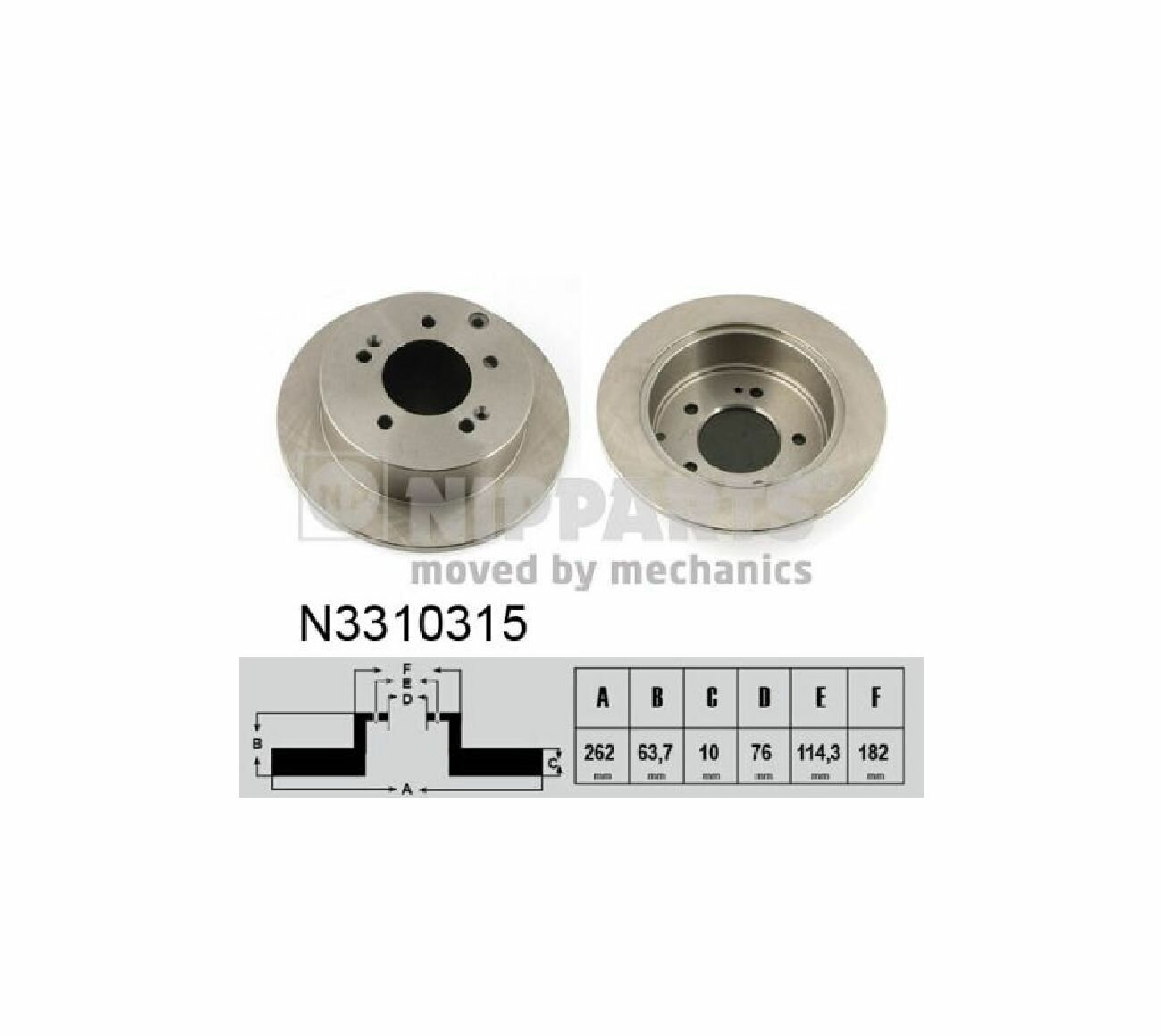 Диск тормозной Nipparts N3310315 задн. Kia Cerato II, III 09-, Soul 09-, Changan CS35 13-