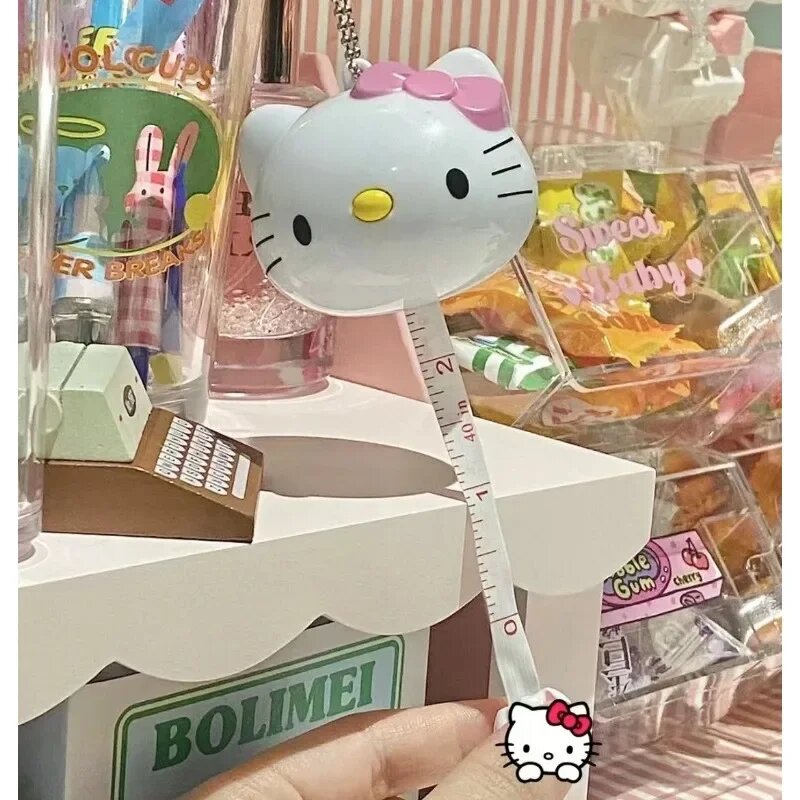 Очаровательная выдвижная рулетка Kawaii Hello Kitty: мини-линейка с подвеской — портативный измерительный инструмент для поделок и поделок