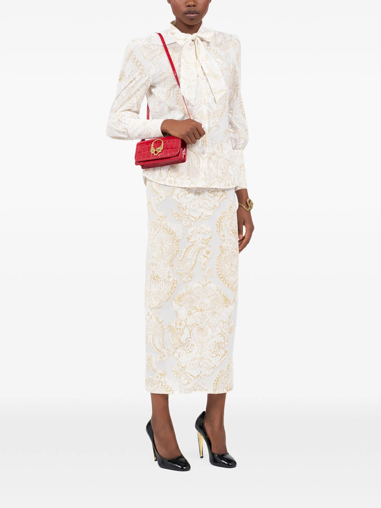 Юбка Roberto Cavalli Baroque-pattern devoré skirt, размер L, разноцветный — фото 1