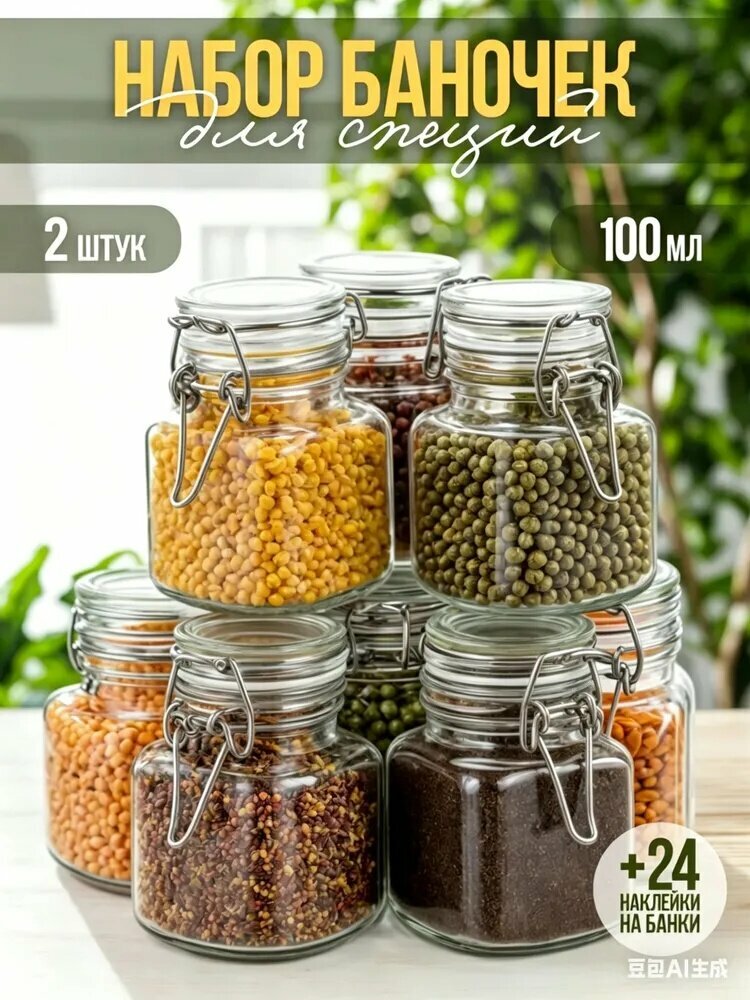 Банка для сыпучих продуктов, 100 мл, 2 шт