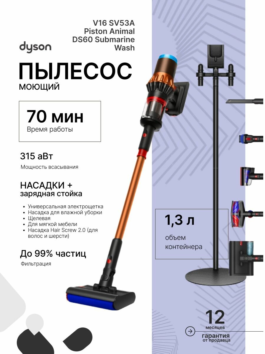 Пылесос Dyson V16 SV53A Piston Animal DS60 Submarine Wash Black/Copper