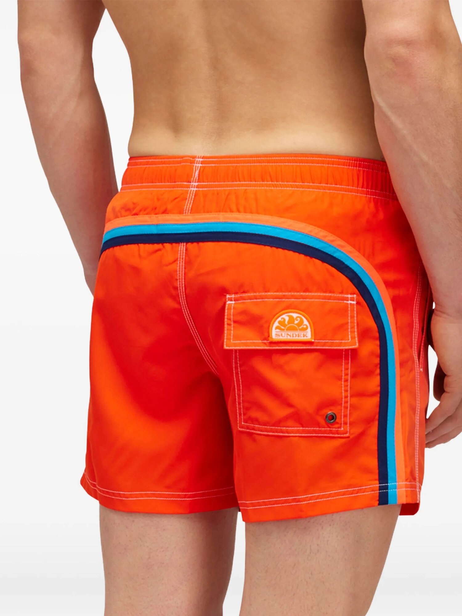Шорты для плавания SUNDEK Logo-patch striped swim shorts, размер 46, orange — фото 1