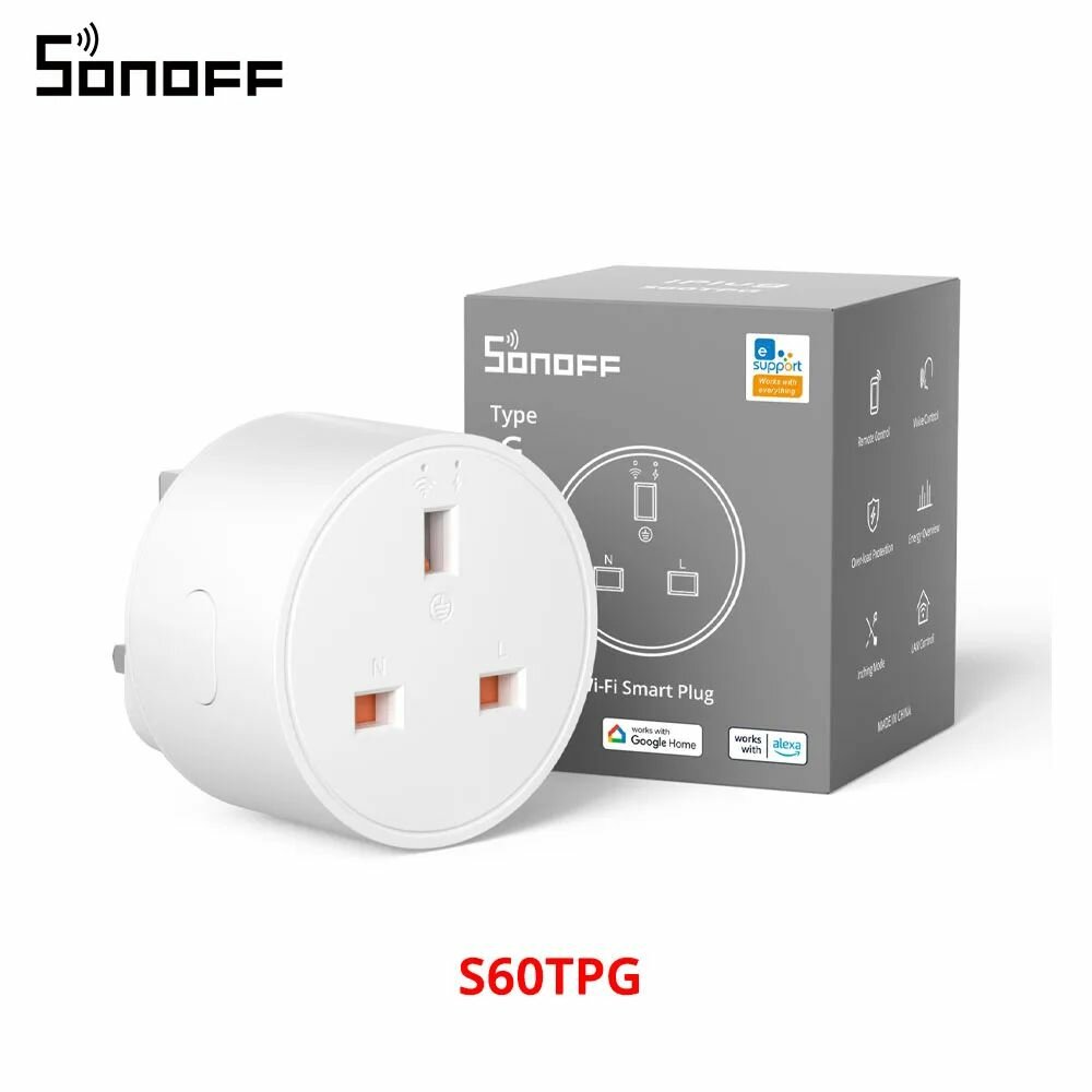 SONOFF S60 Wi-Fi умная розетка ЕС/Великобритании с розеткой для монитора питания с таймером защиты от перегрузки Alexa Google Home Alice