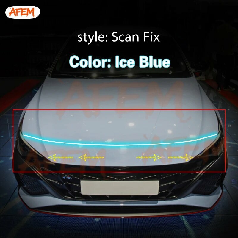 Для Hyundai Elantra 2021-2022 DRL сканирование, запуск противотуманных фар, дневные Ice Blue, 1.8m