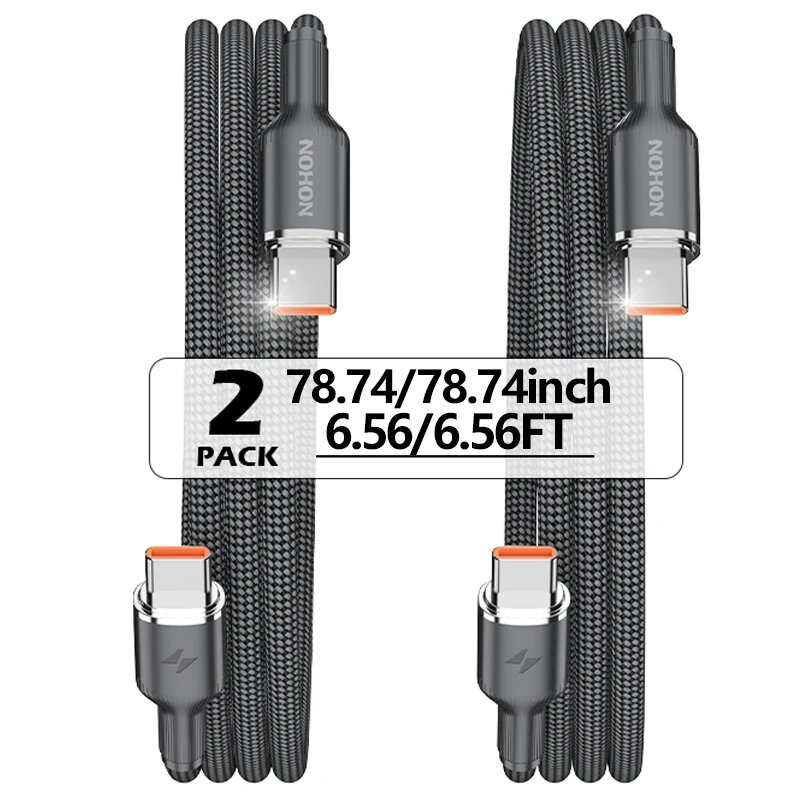 Кабель Nohon 60W из вольфрамового сплава Type-C - Type-C 2Pack 2M