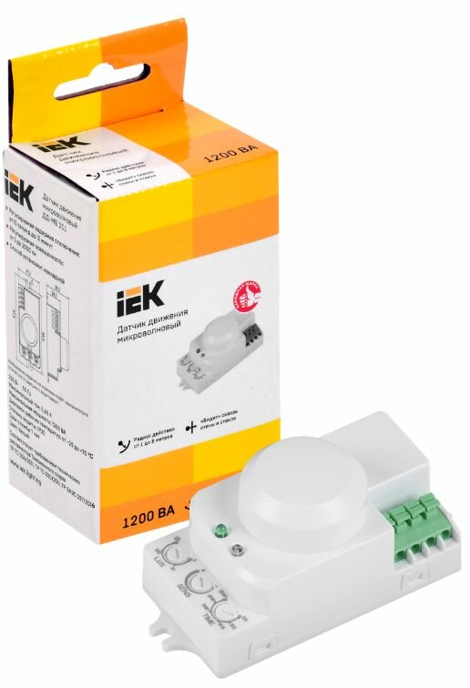 Datchik dvizheniya mikrovolnovyy dd mv 201 belyy 1200vt 360 gr 8m ip20 iek