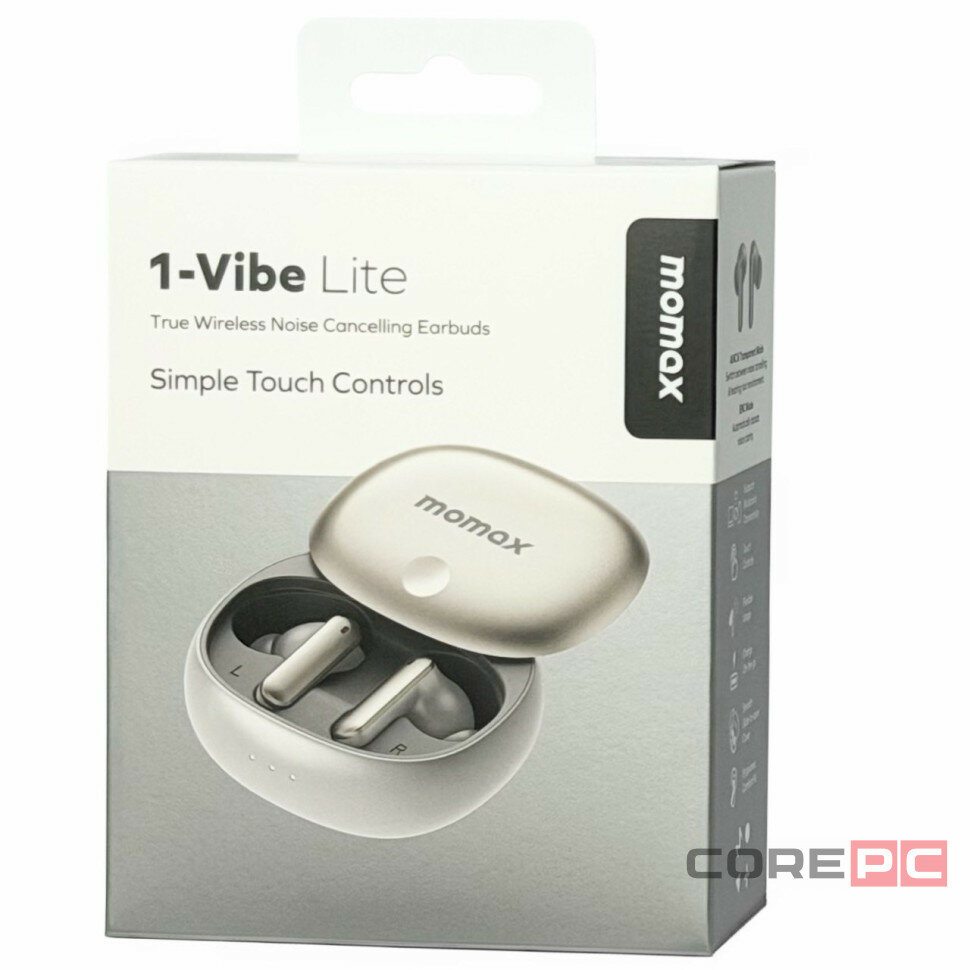 Наушники беспроводные Momax 1-Vibe Lite серебристые