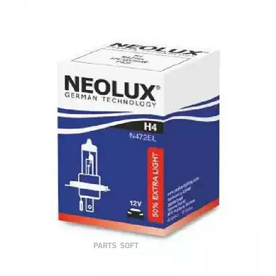 Лампа галогеновая H4 от официального дистрибьютора, NEOLUX, артикул N472EL
