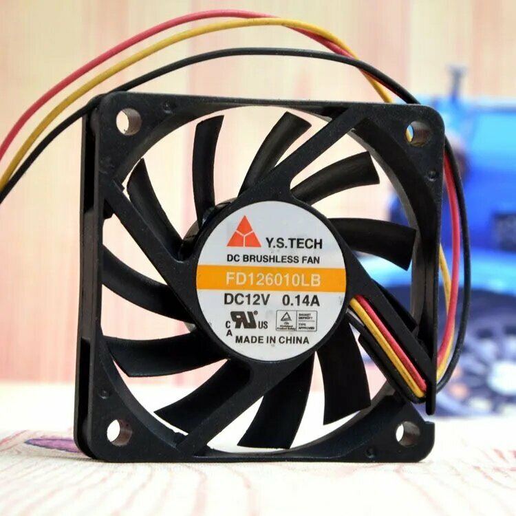 Новый Y.S.TECH Wonsan FD126010LB 12V 0.14A двойной шар, ультра-тонкий бесшумный вентилятор 6см