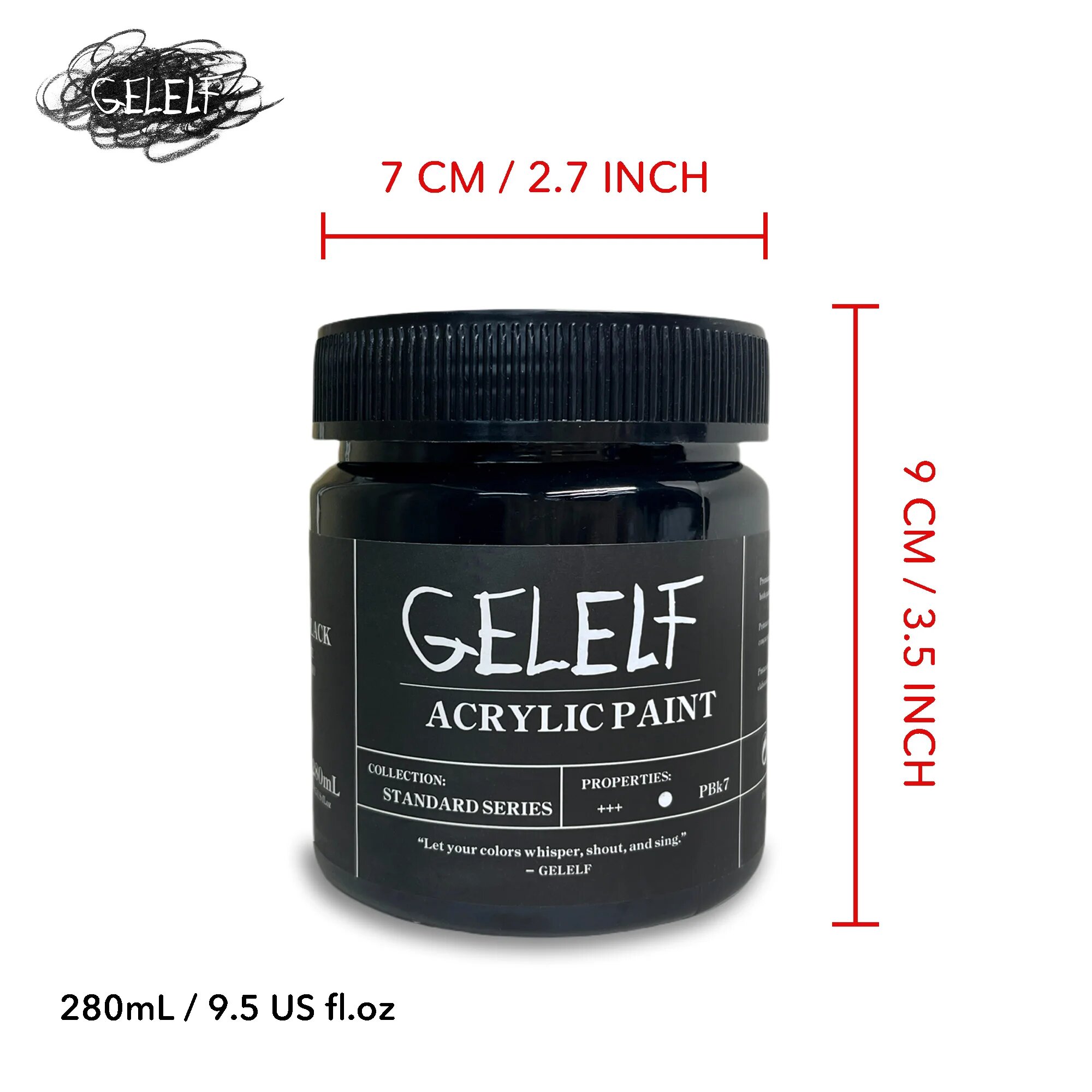 Акриловая краска GELELF для гель-печати 250 мл черный/белый HD 250ml Lamp Black