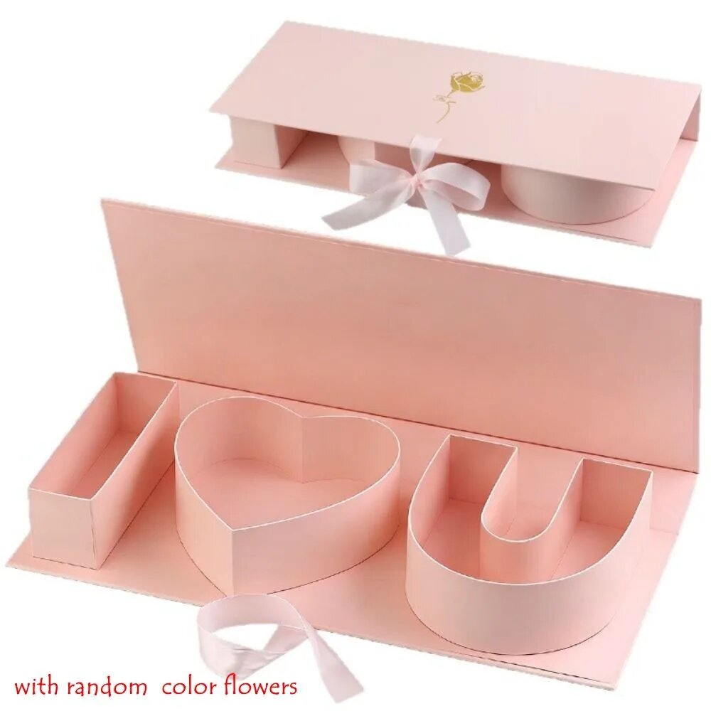 Подарочная коробка «Я тебя люблю» красная Розовый, Pink with Flowers