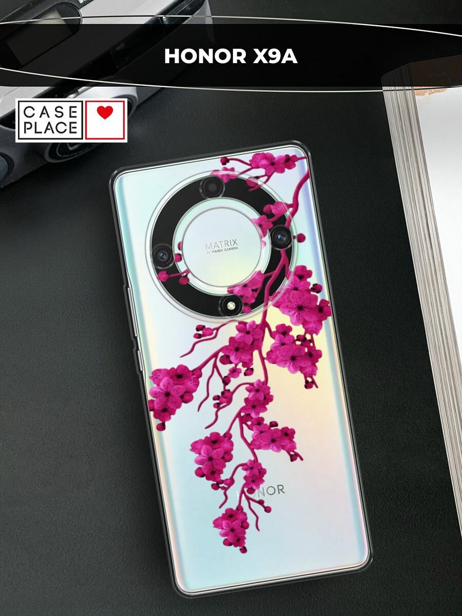 Силиконовый чехол на Honor X9A / Хонор X9A с принтом Яркая розовая сакура