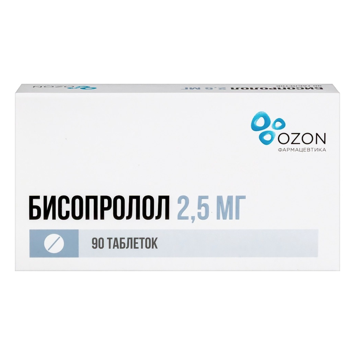 Бисопролол, таблетки покрытые пленочной оболочкой 2.5 мг, 90 шт.