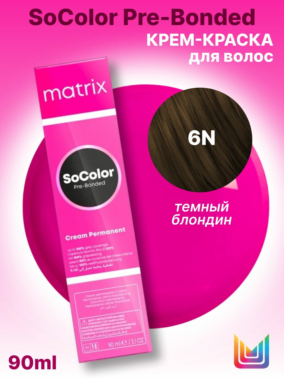 Краситель перманентный Matrix SoColor Pre-Bonded для волос, 6N темный блондин, 90 мл