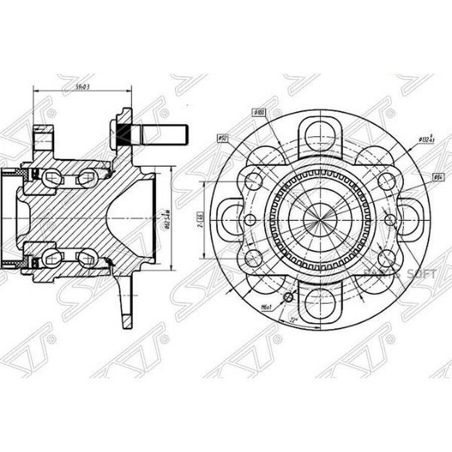 Ступичный узел Hyundai Solaris 10-22 / Kia Rio 11-17 (Справа=Слева/ Сзади) SAT ST-52750-0U000 | цена за 1 шт