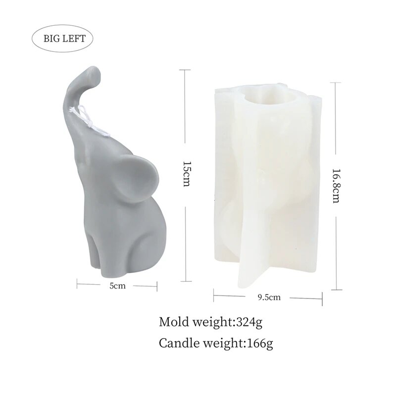 Форма для свечей слон силиконовая Белый, Elephant Mold 7