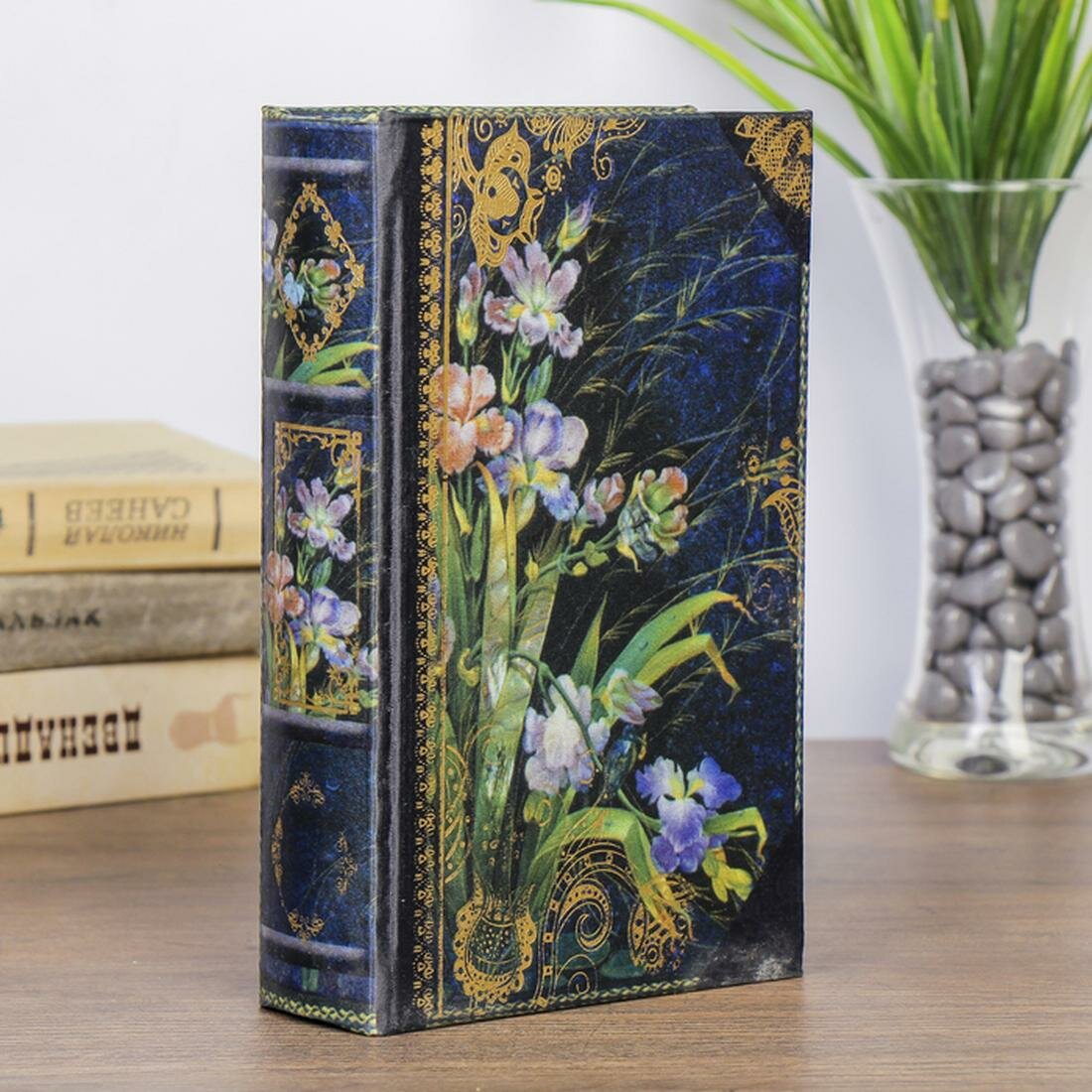 Шкатулка книга-сейф "Ирисы", тиснение, 21×13×5 см