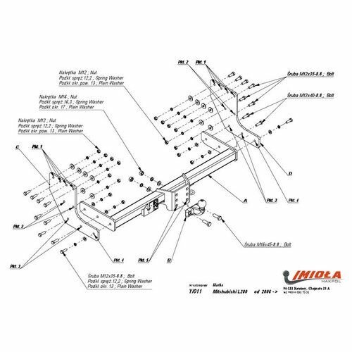 Фаркоп hyundai (elantra) IMIOLA Y011