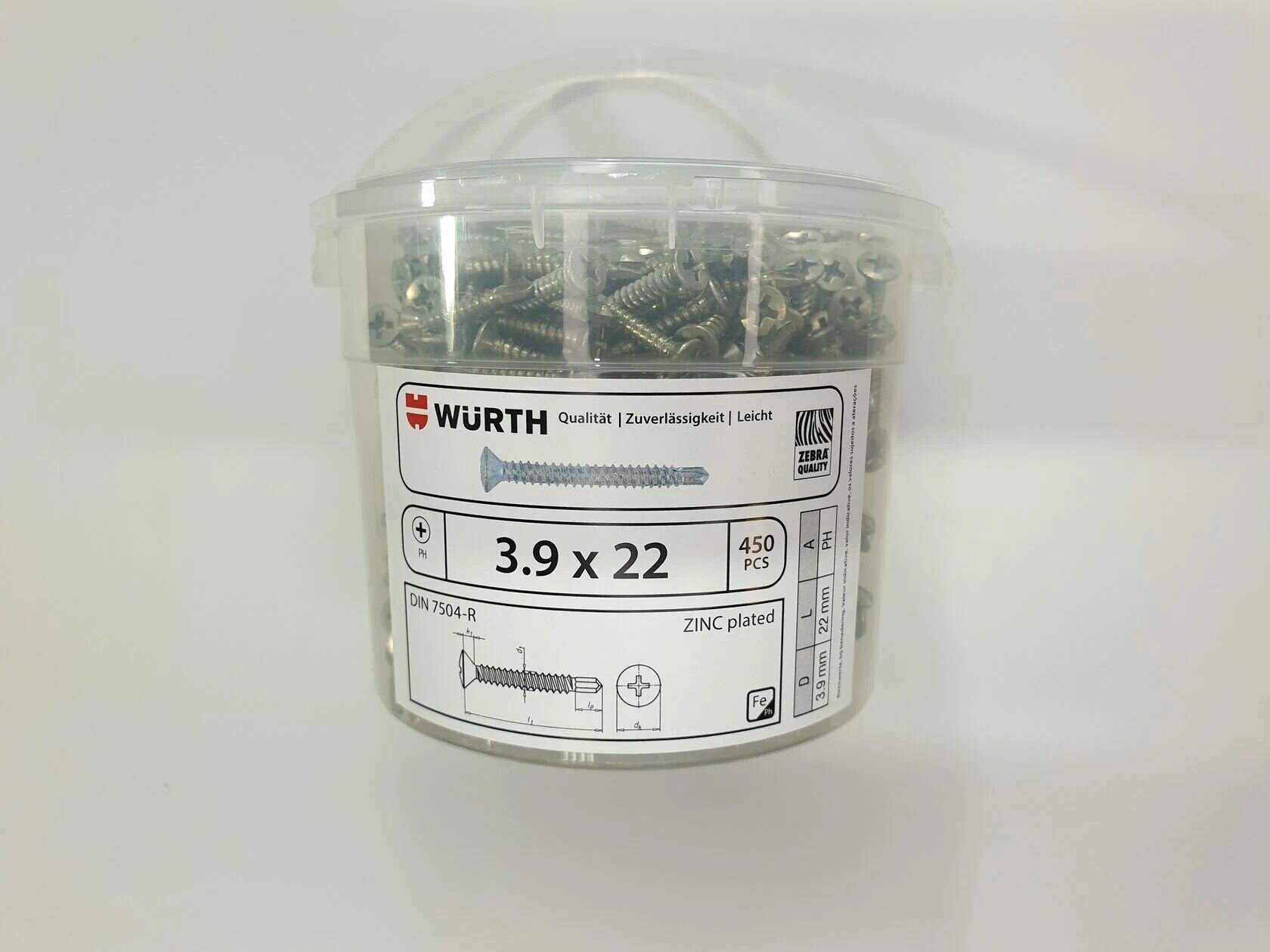 Саморез по металлу DIN 7504-R 3.9x22 (450 pcs) WURTH, Германия