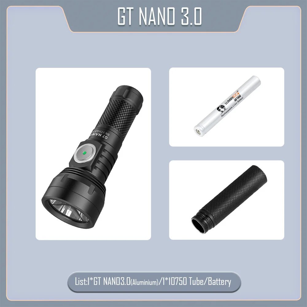 LUMINTOP GT NANO 3.0 фонарик алюминиевый USB-C Black 10750 Set