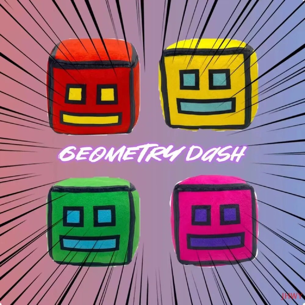 YORTOOB Geometry Dash Plush Квадратные подушки Разноцветные игрушки