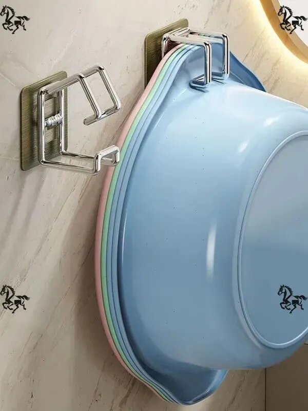 Складной крючок из нержавеющей стали для ванной и кухни (для хранения тазов)