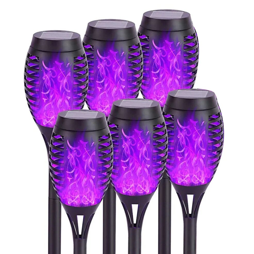 Солнечный светильник-факел на 12 светодиодов Фиолетовый, 6pc Purple