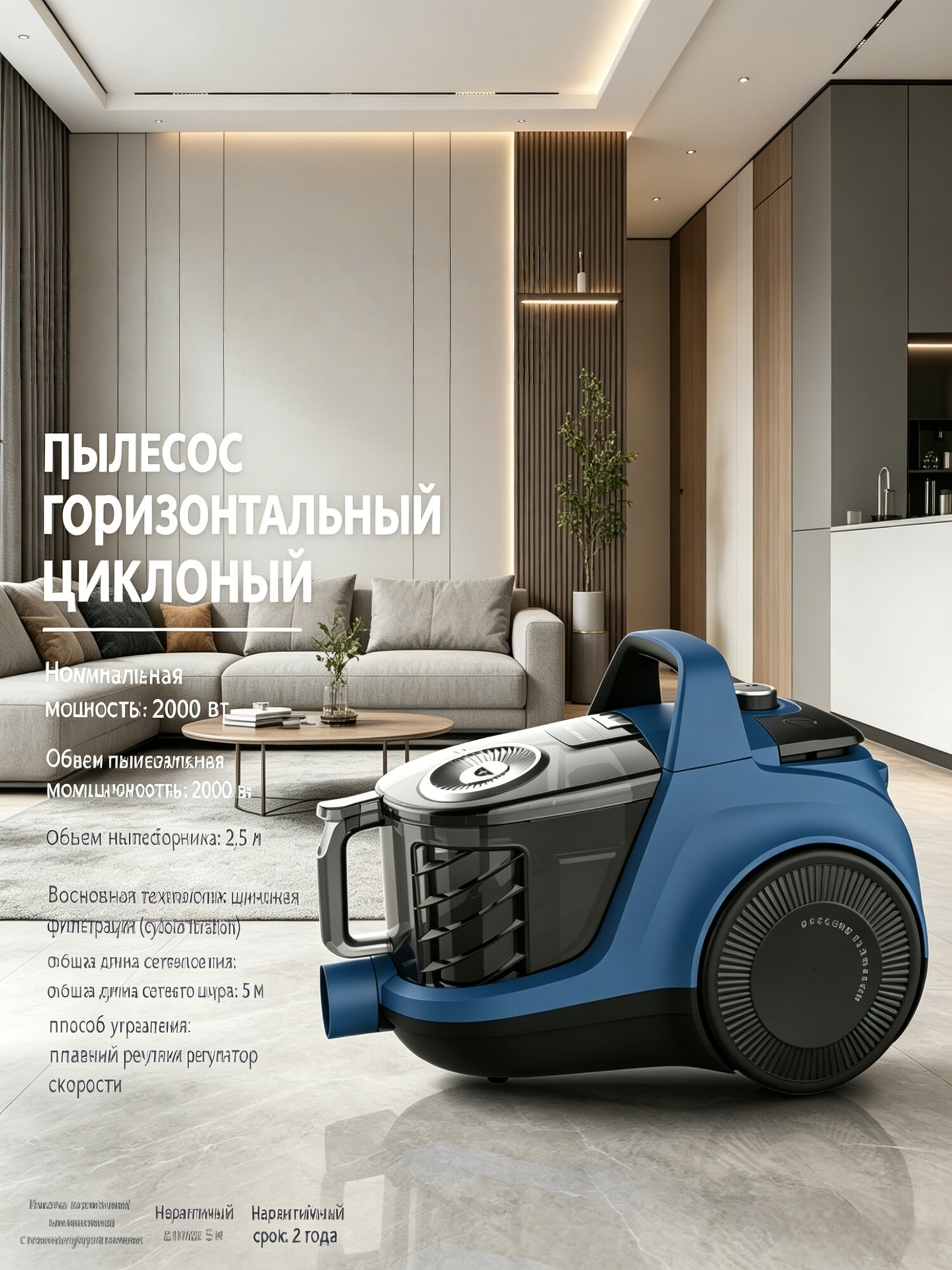 Циклонный пылесос VICALINA VL-734X 2000Вт контейнерный без мешка для сбора пыли