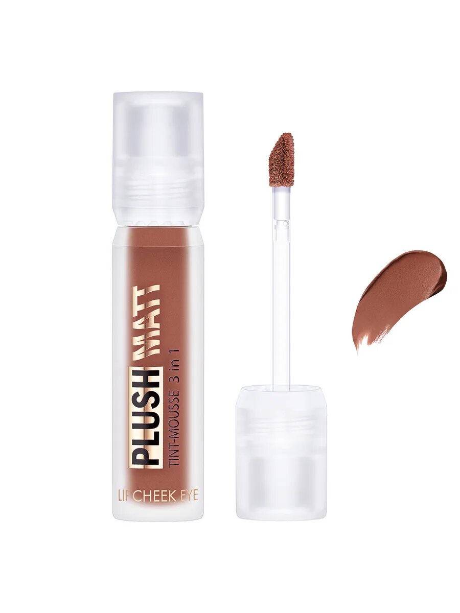 LuxVisage Тинт-мусс 3 в 1 для губ, щек и век Plush Matt тон 305 Brownie Brown