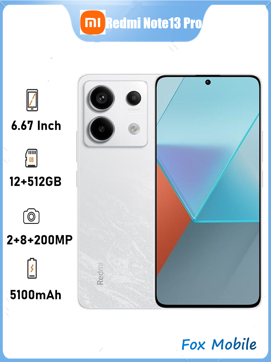 Смартфон Xiaomi Redmi Note 13 Pro, 12ГБ/512ГБ, экран 6,67", 5G, 200Мп, белый