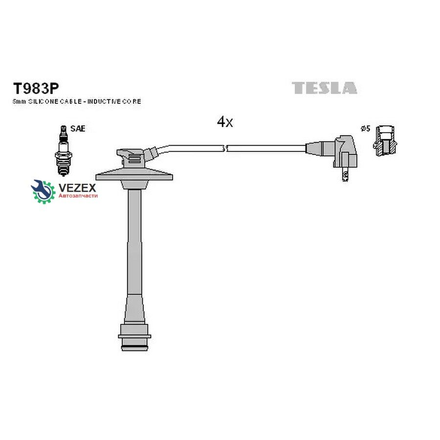 TESLA T983P к-кт проводов!\ Toyota Camry/Carina 2.0/2.2i 91-00