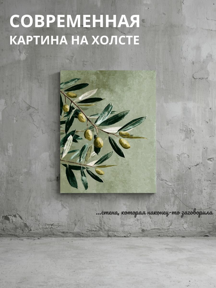 Картина на холсте Оливки и листья 60x80 см