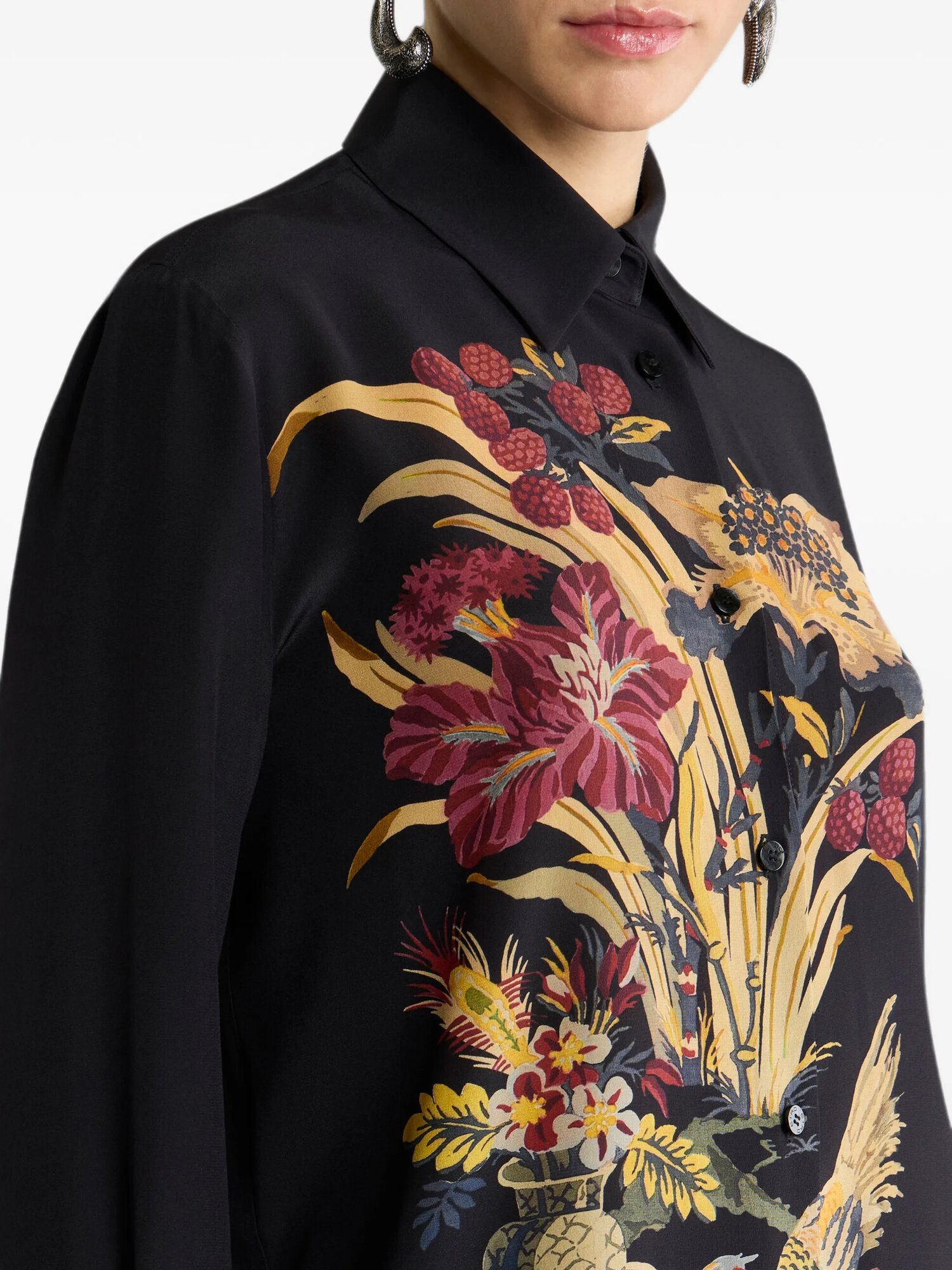 Рубашка ETRO Silk shirt with placed front print, размер 50 — фото 1