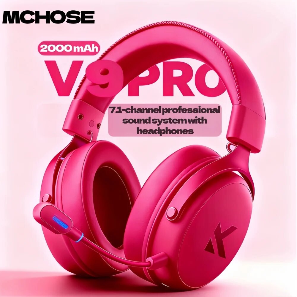 MCHOSE V9 Pro Розовые Беспроводные Игровые Наушники