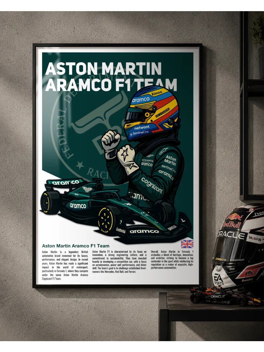 Постер Формула 1 Aston Martin A3 42X29.7см Астон Мартин